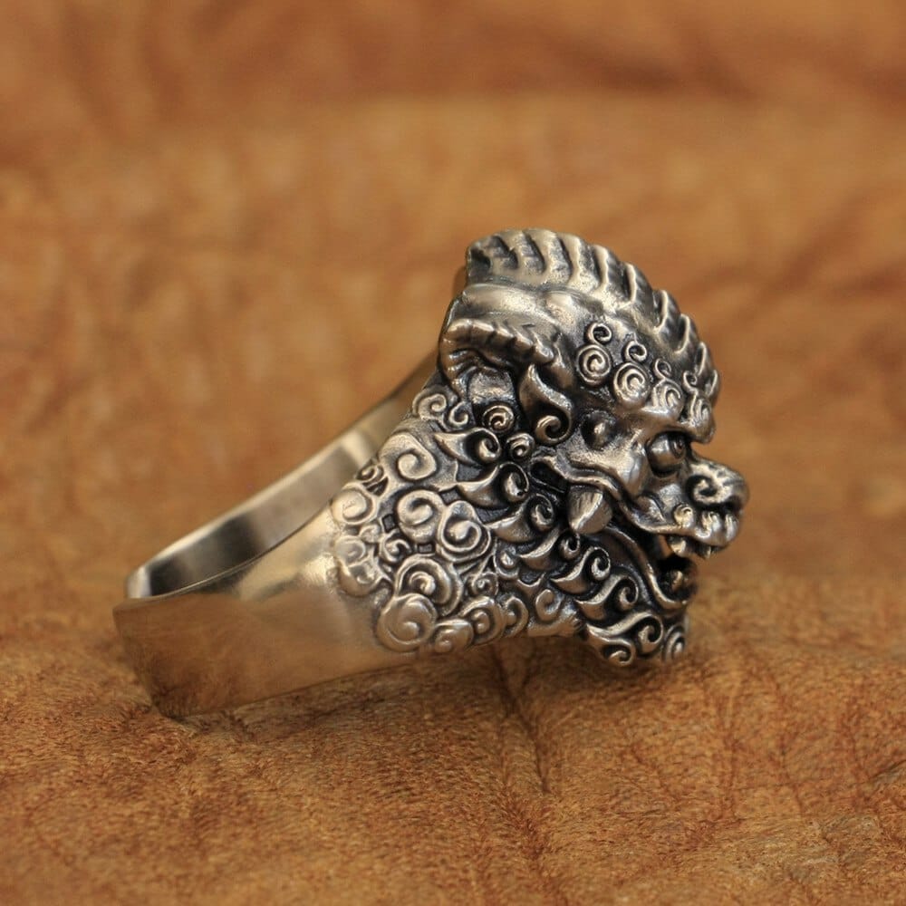 Chinese Lion Ring (Cupronickel) – Coppertist